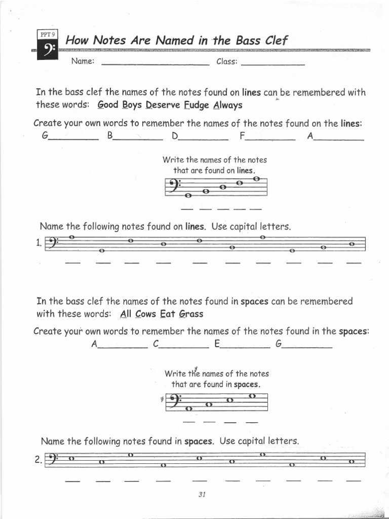 Bass Clef Note Naming Packet | PDF