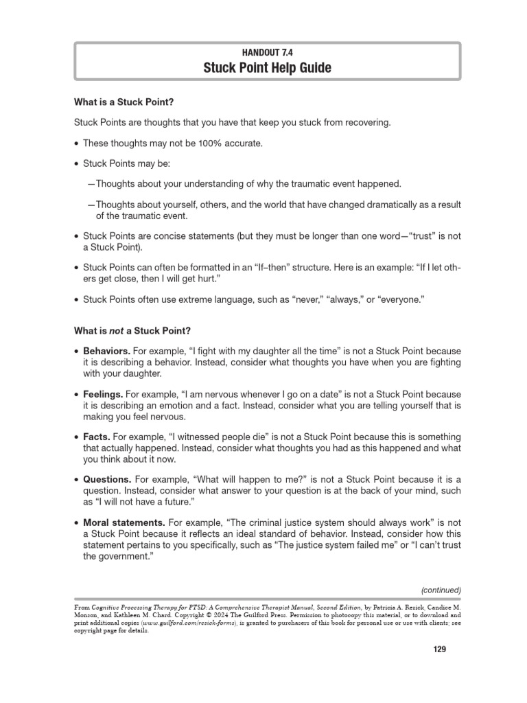 Stuck Point Help Sheet | PDF