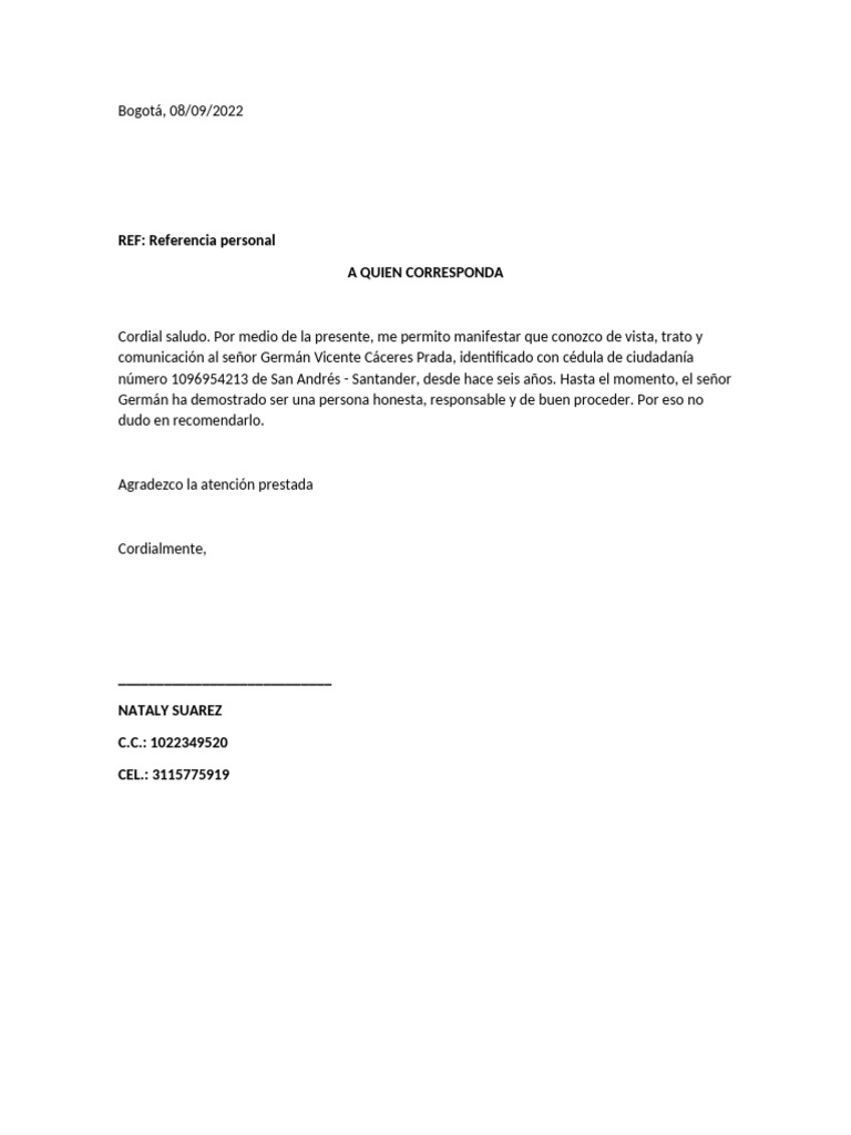 Formato Cartas Reco | PDF