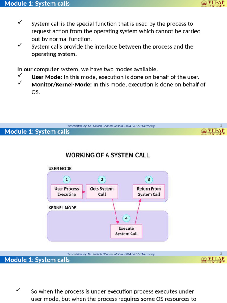 Operating System VIT AP 05 System Calls | PDF