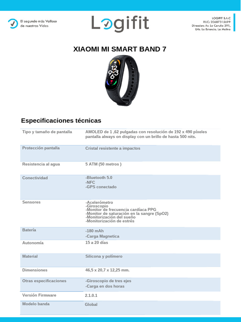 Ficha Tecnica Miband 7 | PDF