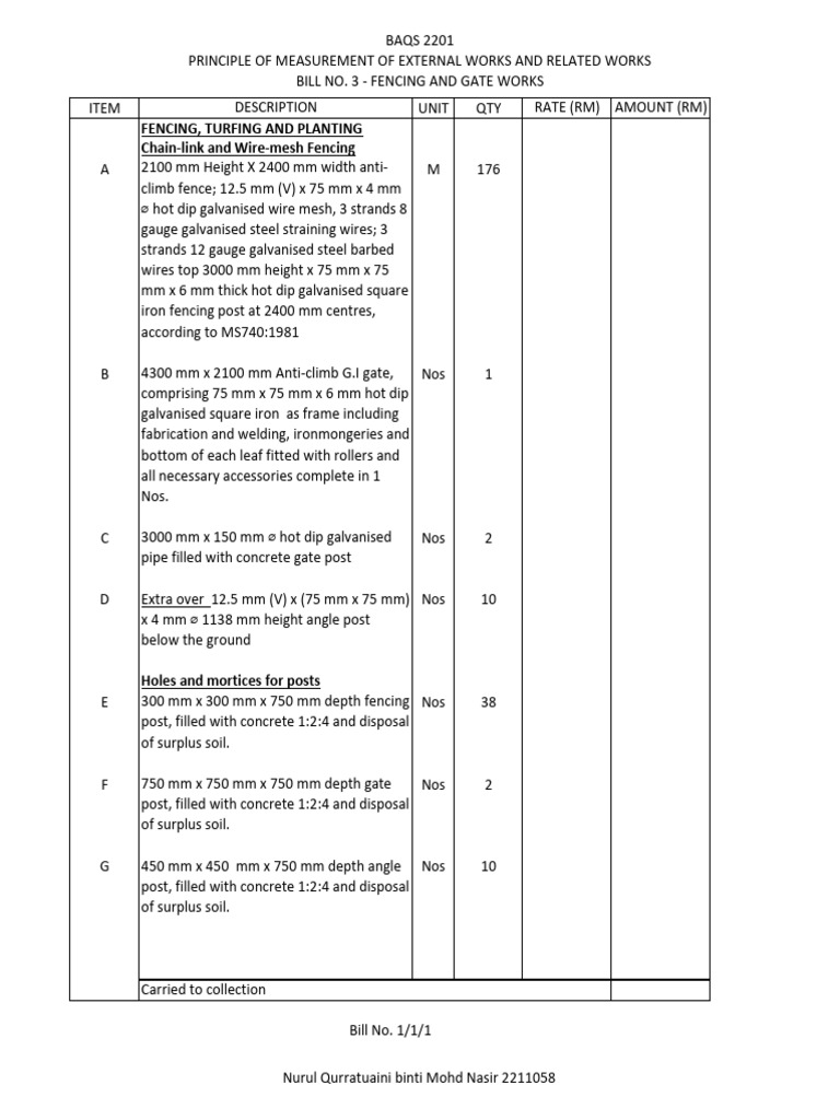 Fencing - BQ | PDF