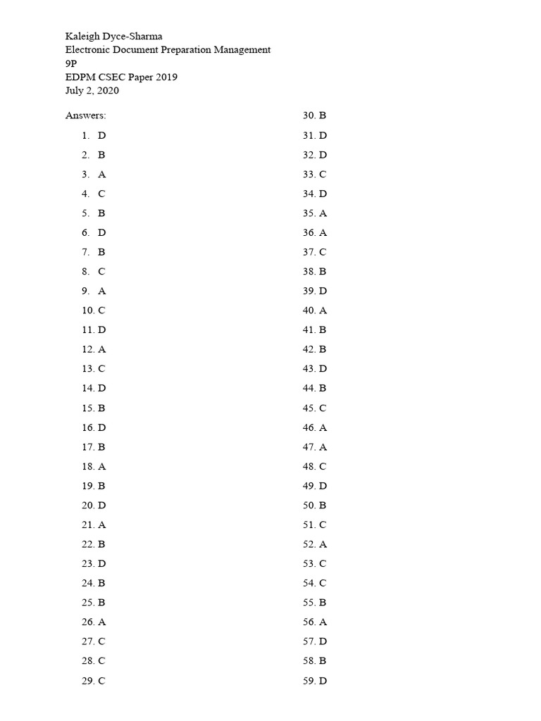 Csec Edpm Paper 2019 3 PDF Free | PDF