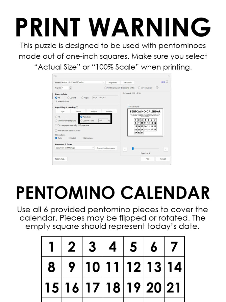 Pentomino Calendar | PDF