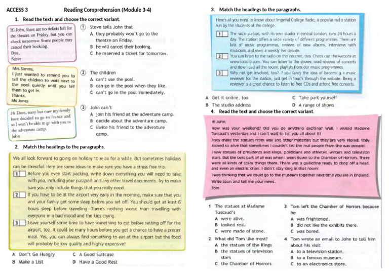 ACCESS 3 Reading (3-4) | PDF