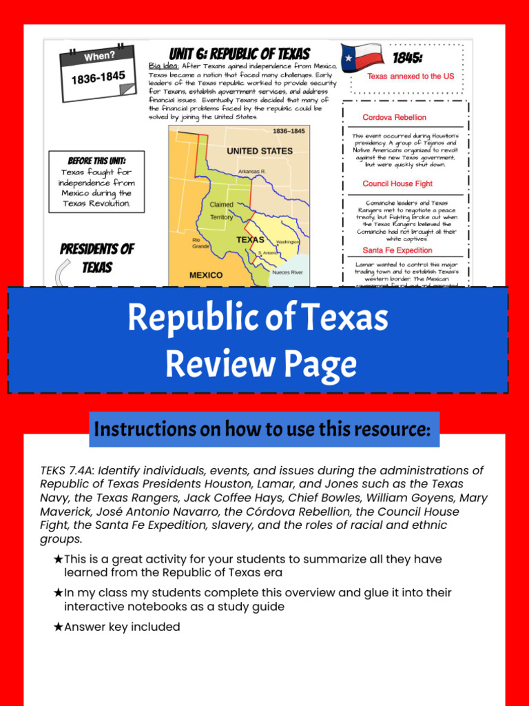 RepublicofTexasUnitReview 1 | PDF