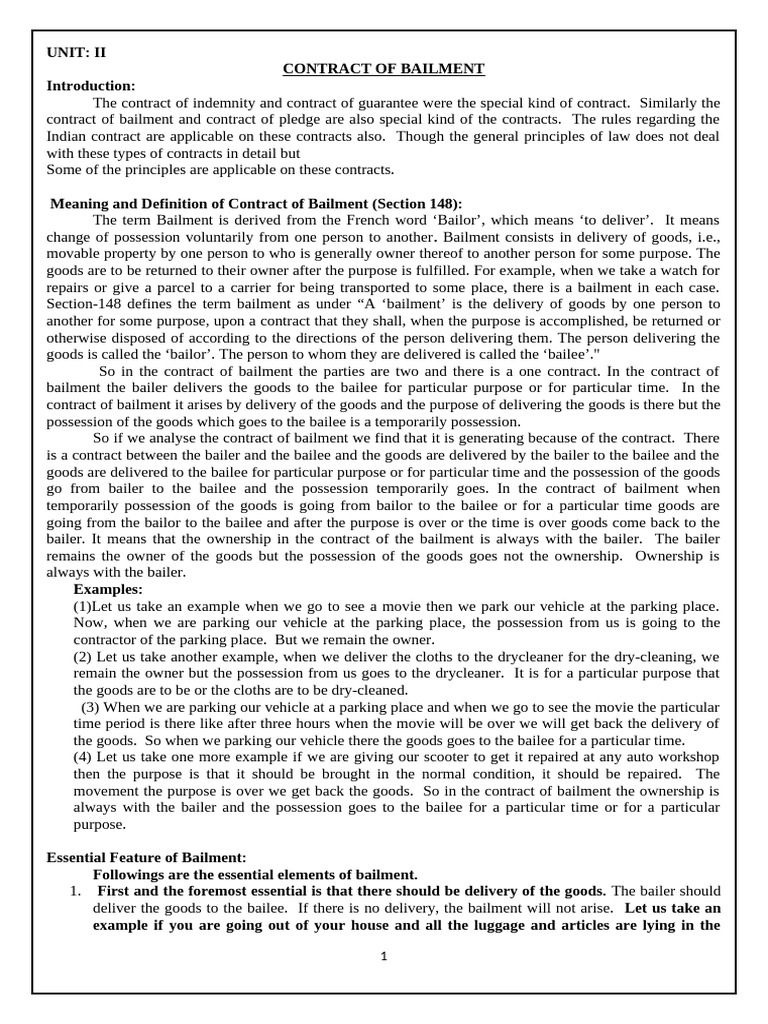 Contract 2 UNIT-II NOTES-1 | PDF