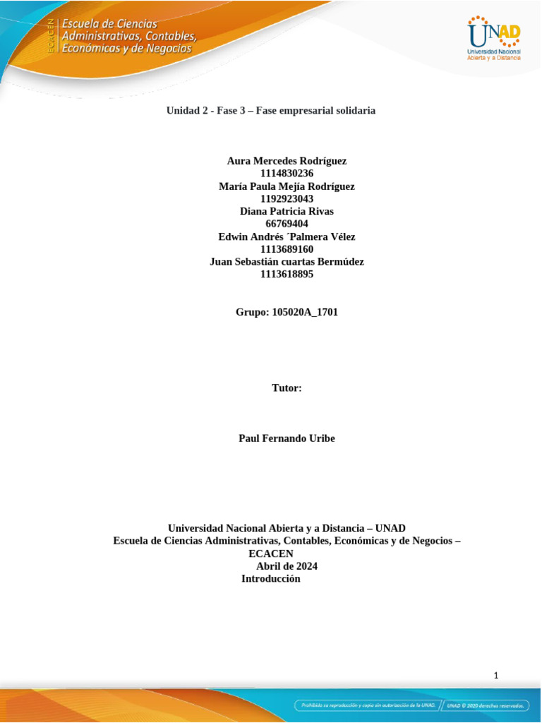 Fase 3 Anexo - Plan Emprendimiento Solidario - Aura Rodriguez | PDF