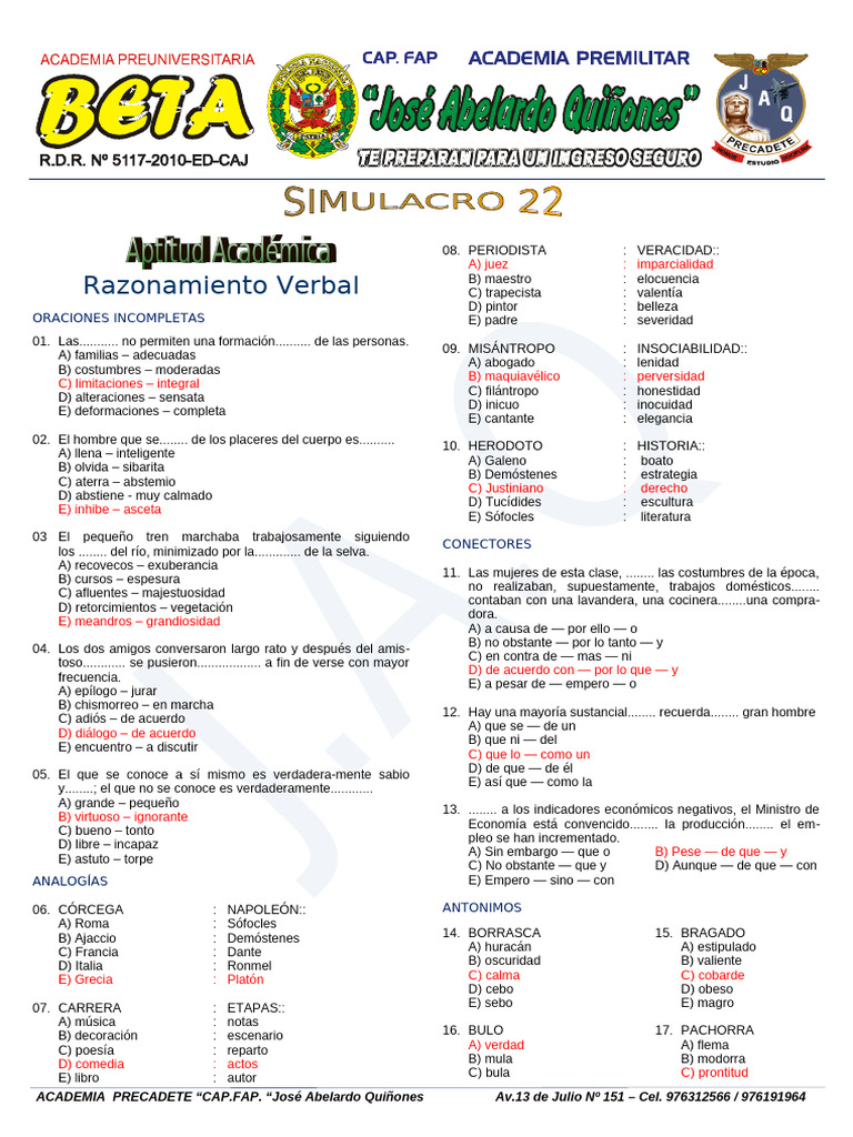 Simulacro 22 en A4 ..... 04-10-2011 | PDF