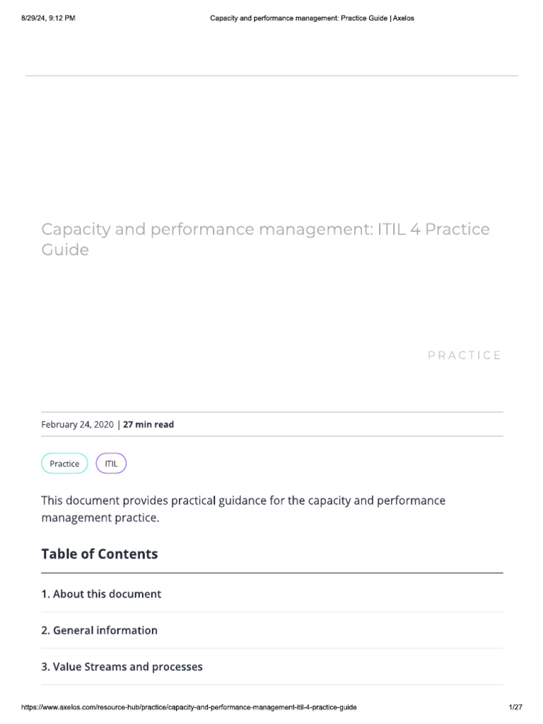 Itil Capacity Management | PDF