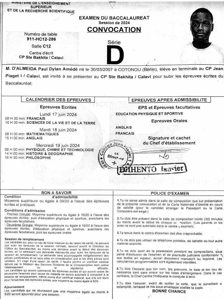 Convocation BAC 2024 | PDF