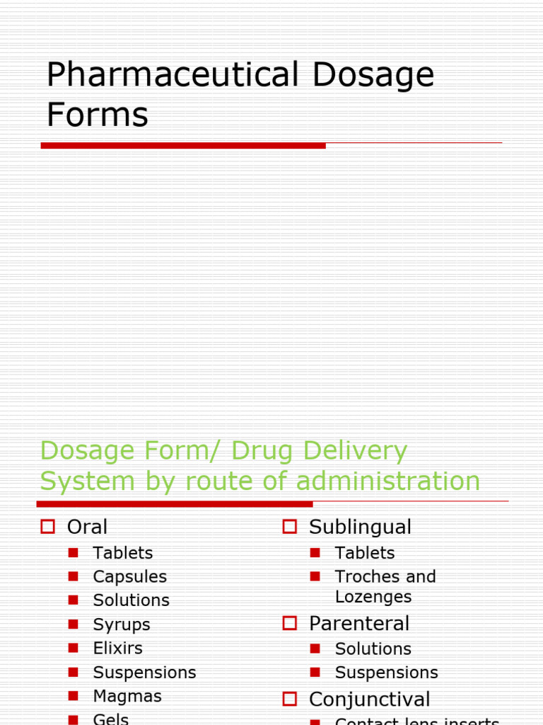 Classification of Dosage Forms in Pharmacy | PDF | Tablet (Pharmacy ...