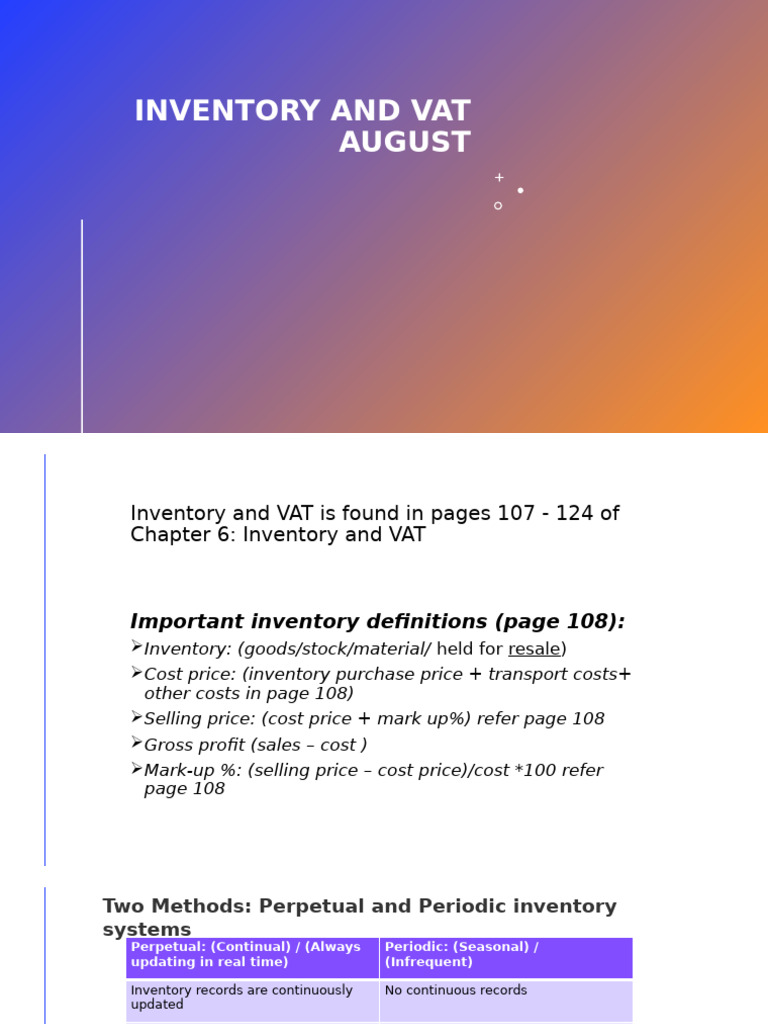 Inventory and VAT | PDF