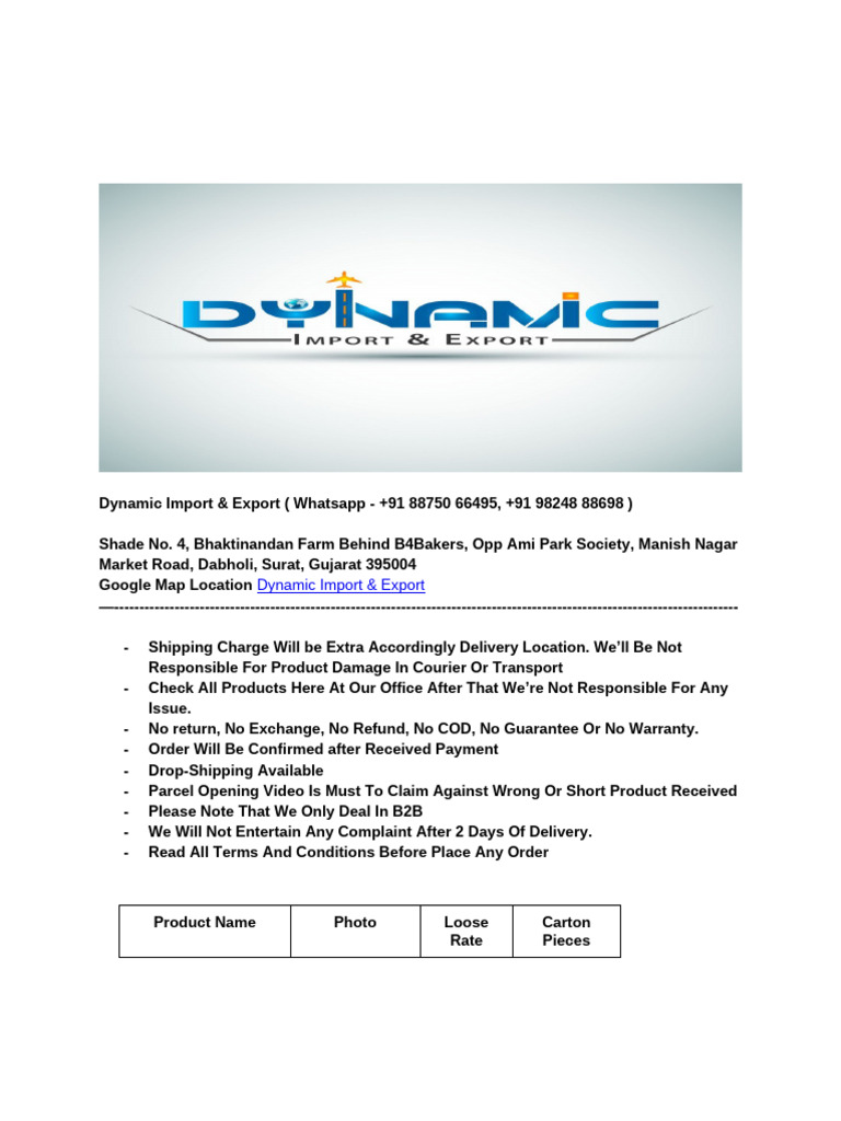 Dynamic Product List | PDF Dynamic Product List | PDF