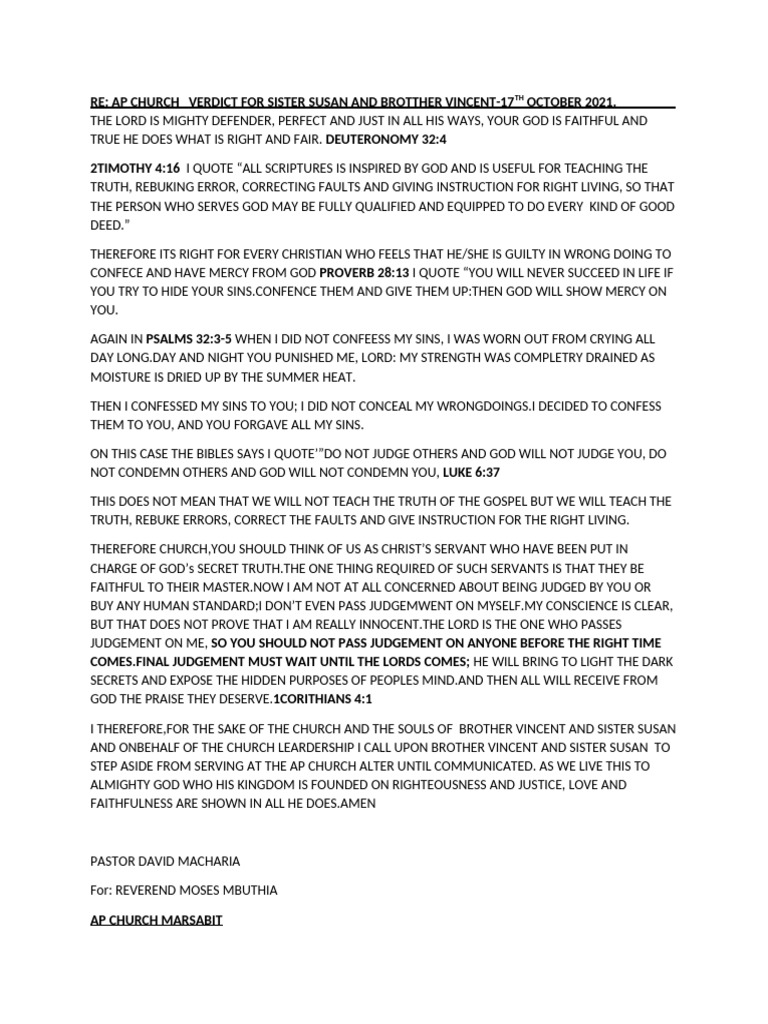 The Lord Is Mighty Defender AP Church Marsabit | PDF | Confession (Religion) | Theology