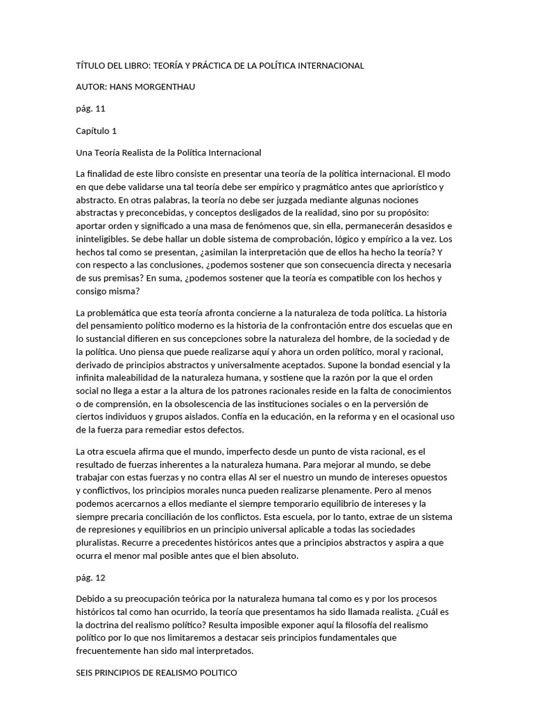 Hans Morgenthau Cap 1 | PDF