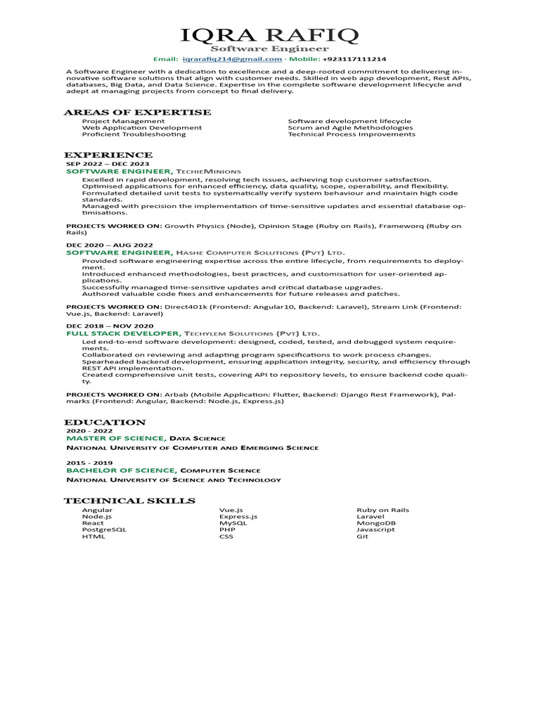 Iqra Rafiq Resume | PDF