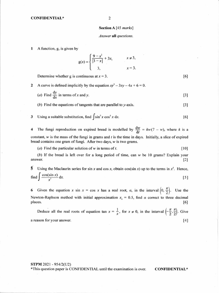 STPM Math T2 2021U | PDF