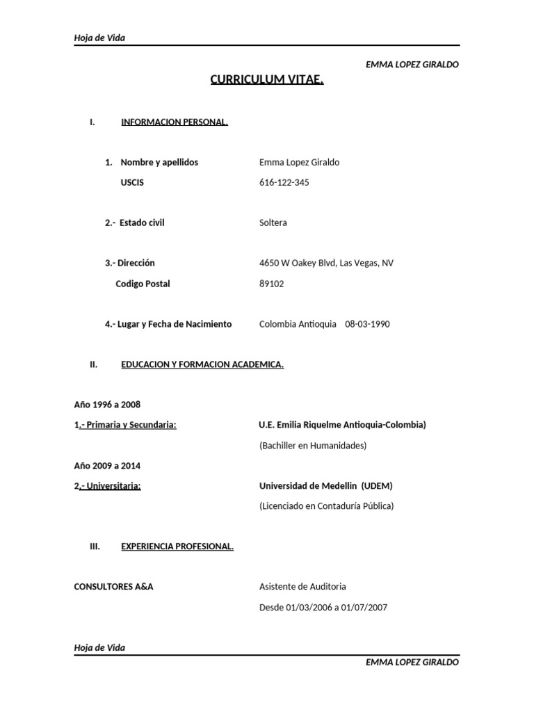 Curriculum Vitae EMMA | PDF