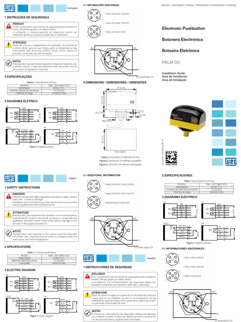 WEG Electronic Pushbutton Installation Guide 10006614589 PT en Es | PDF