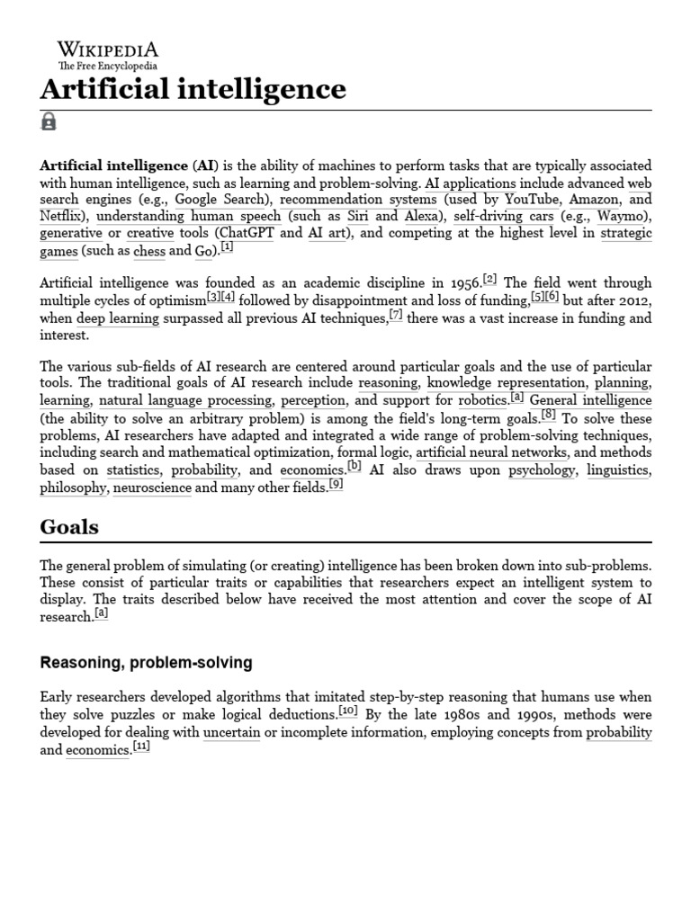 Wikipedia Artificial - Intelligence | PDF