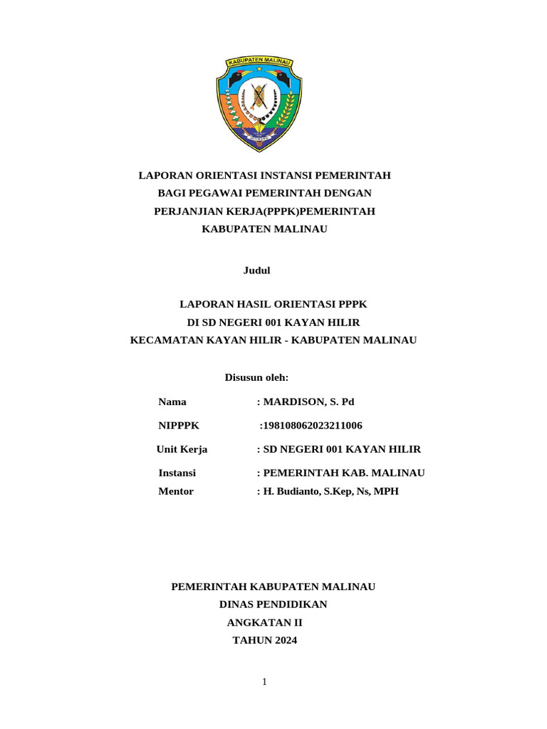 Laporan Orientasi PPPK | PDF