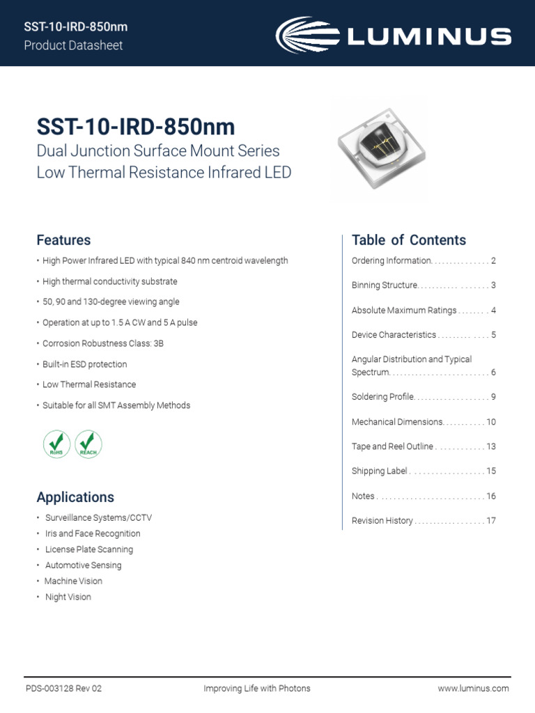 Luminus_SST-10-IRD-BxxH_850_Datasheet | PDF