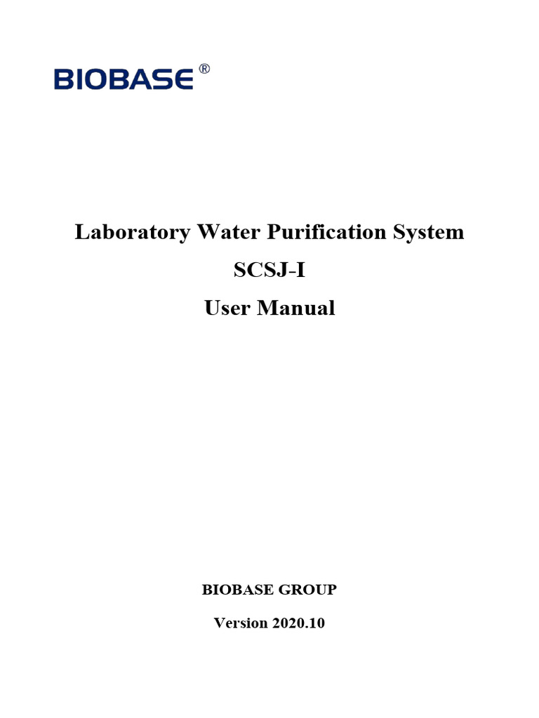 SCSJ-I Water Purification Manual | PDF | Membrane | Osmosis