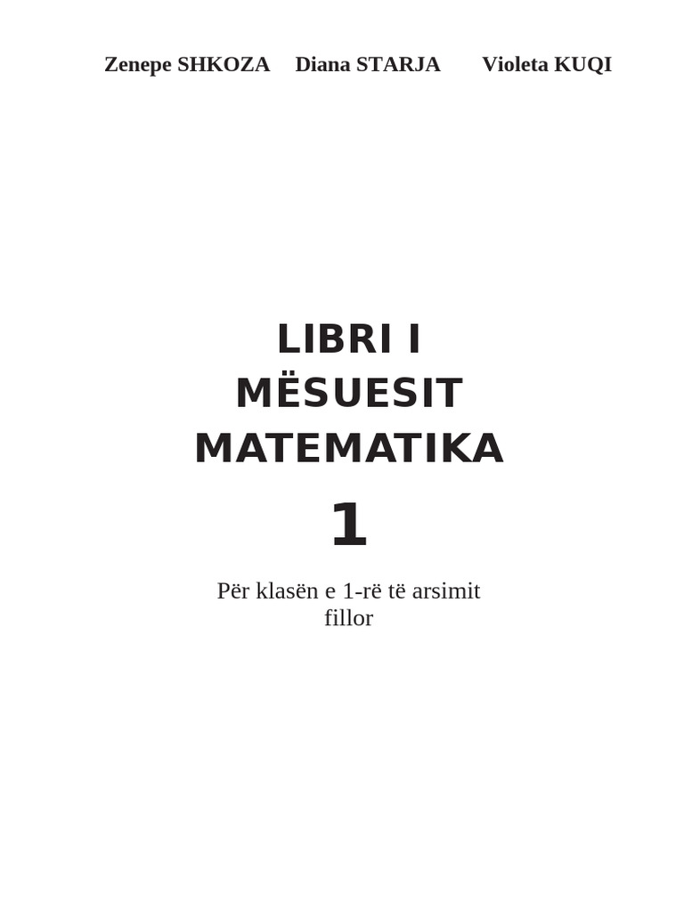 Matem 1 Libri I Mësuesit Format A4 Per Mesuesit | PDF