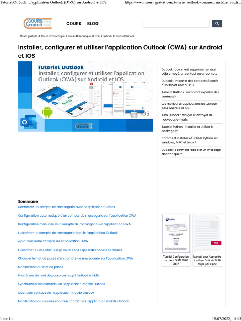 Tutoriel Outlook L'application Outlook (OWA) Sur Android Et IOS | PDF