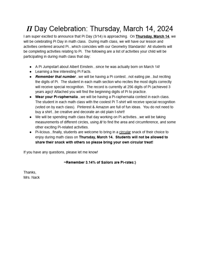 Pi Day Info 2024 | PDF