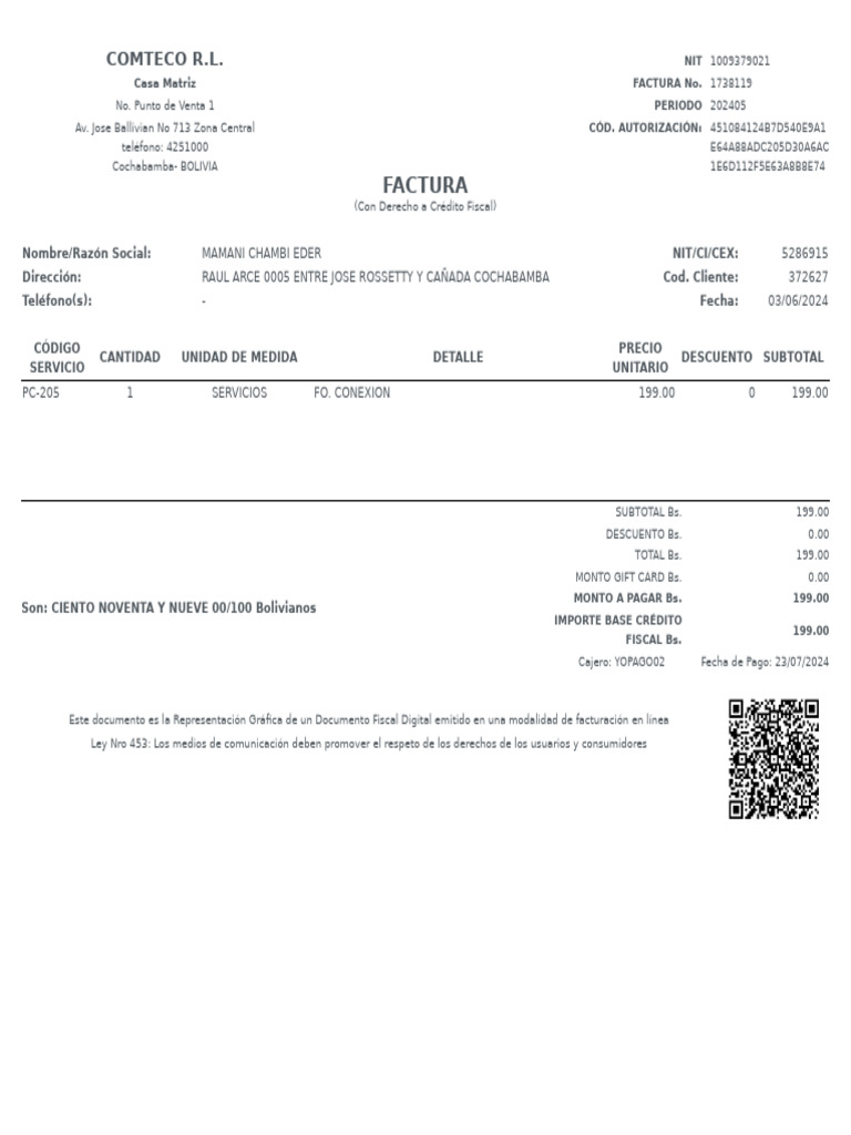 Factura_COMTECO-1721761856 | PDF