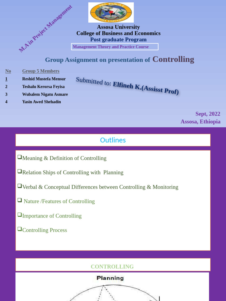 CONTROLLING Presentation Final G5 Mgt Theory and practice | PDF