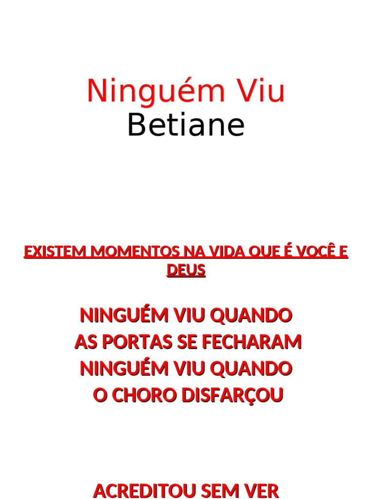 Ninguém Viu - Betiane | PDF