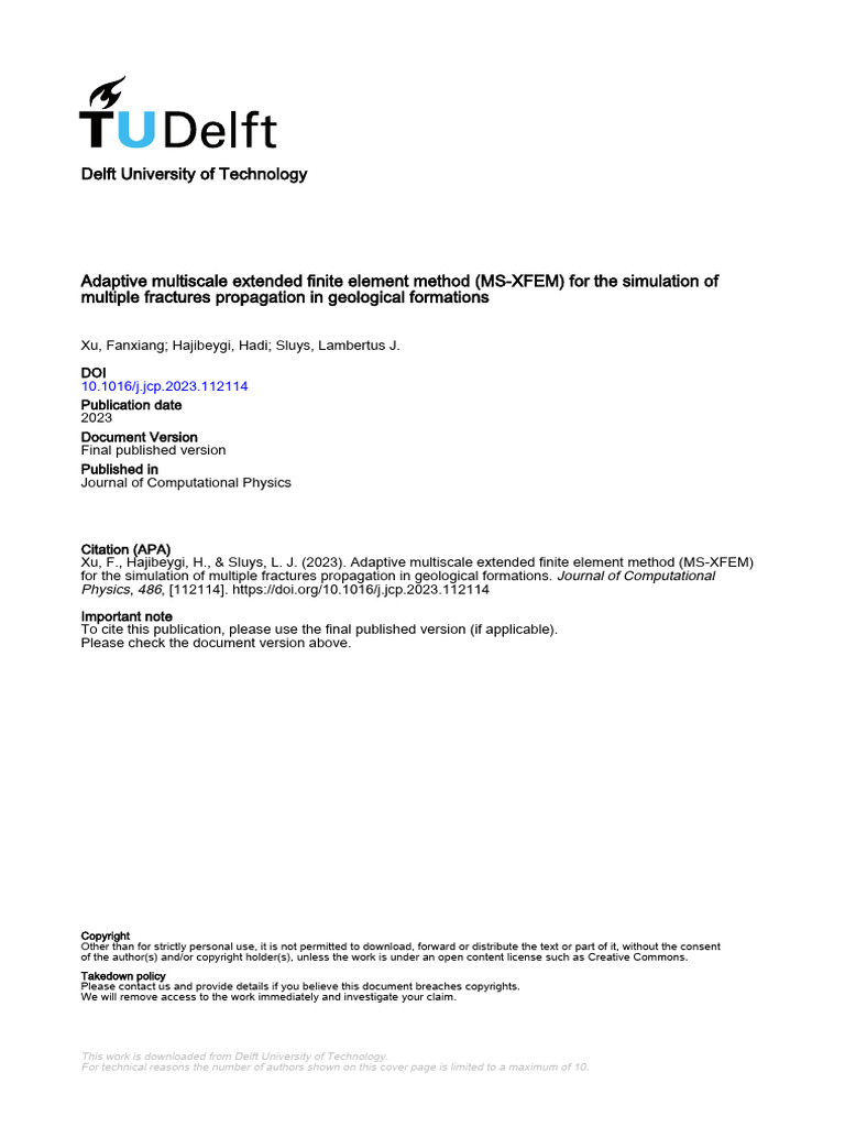 Adapetive Multiscale Extended Finite Element Method For Multi Fracture ...
