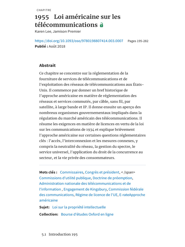 Loi Américaine Sur Les Télécommunications - Loi Et Réglementation Des ...