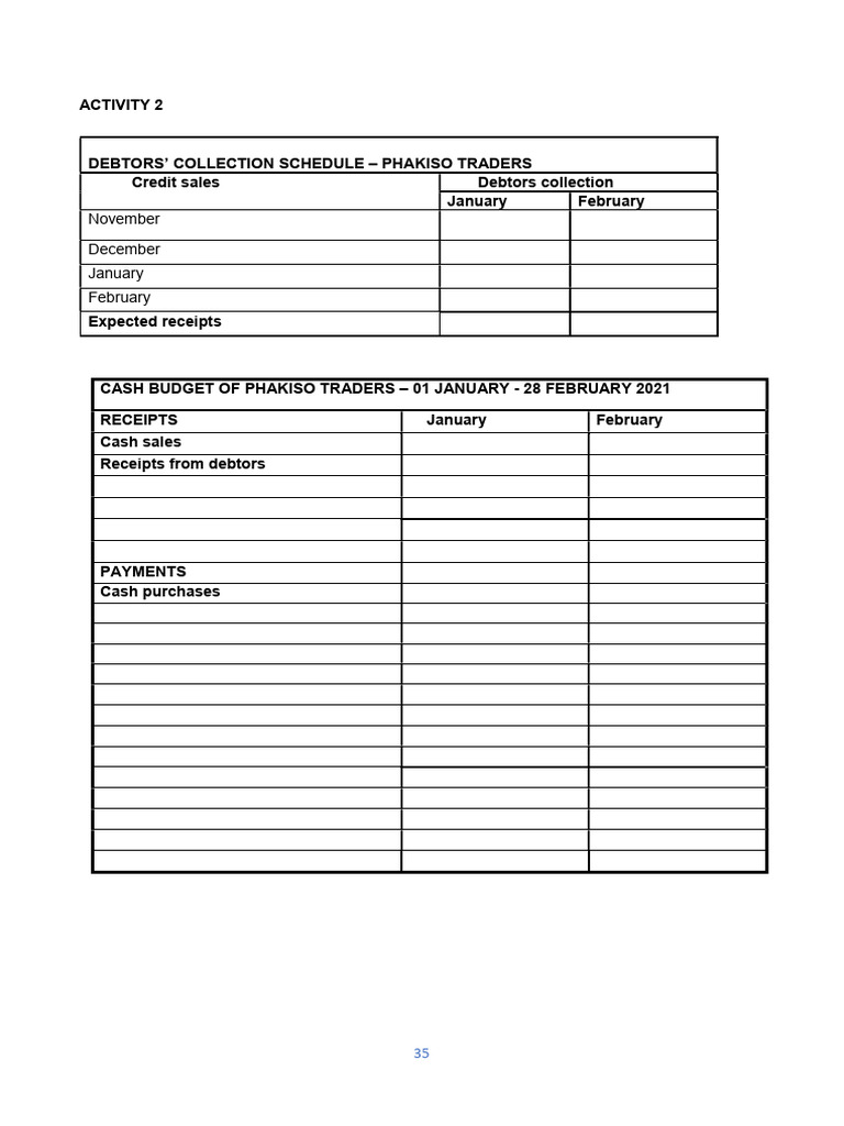 Budgets Activities Answer Sheet | PDF