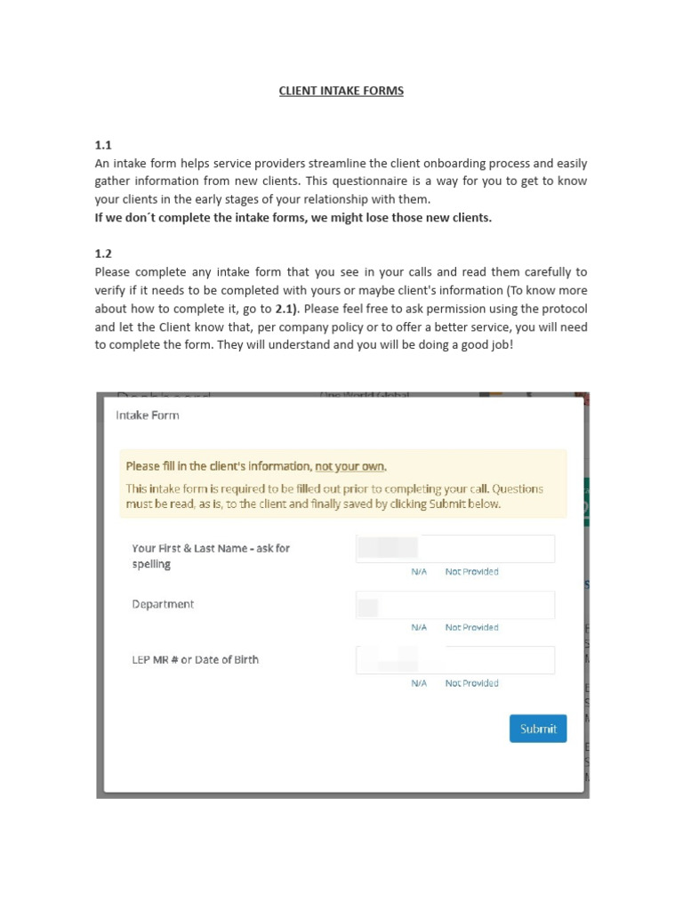 Boostlingo - Client Intakes | PDF