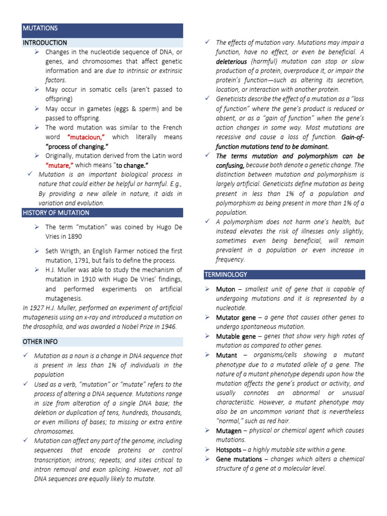 Mutations FULL Copy | PDF