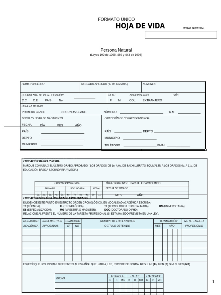 Formato-unico-de-Hoja-de-vida-DAFP-Tolima (1) .Doc - 0 | PDF