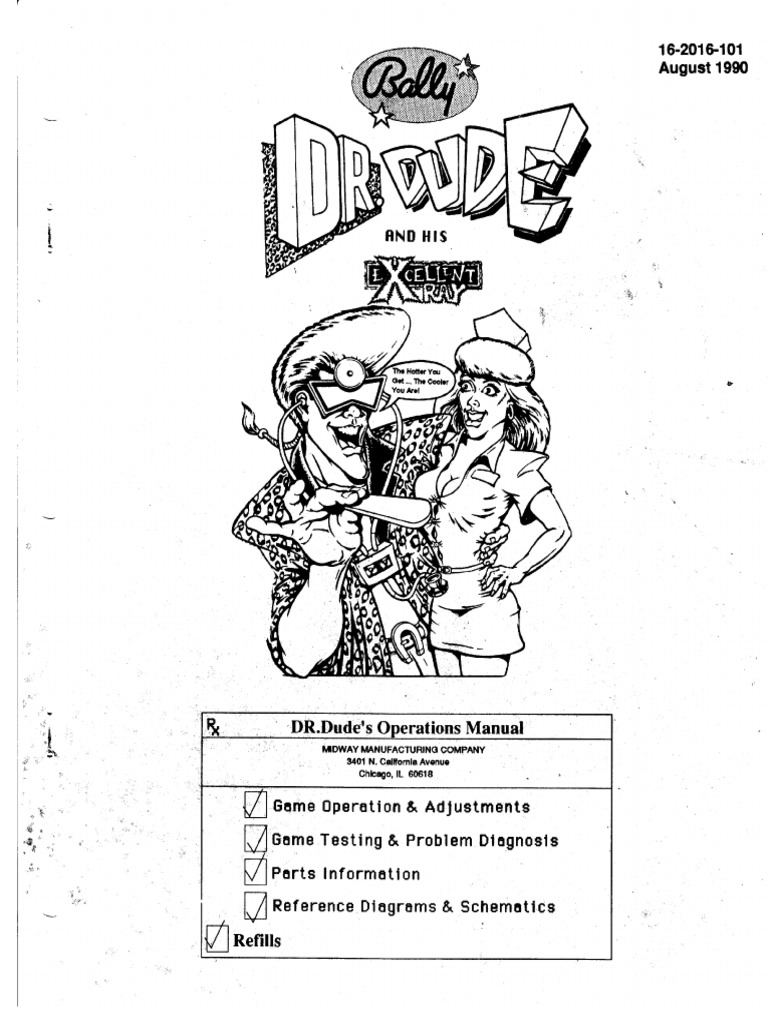 Bally 1990 DR Dude English Manual Includes Paginated Schematics | PDF