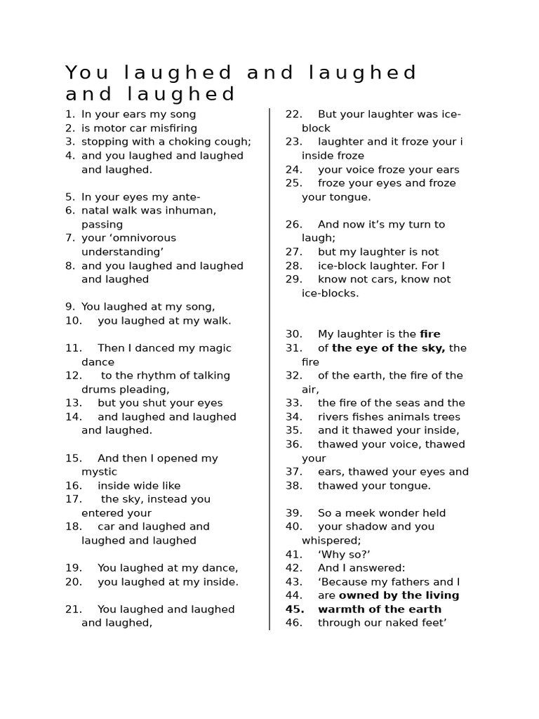 You Laughed and Laughed and Laughed | PDF | Laughter | Poetry