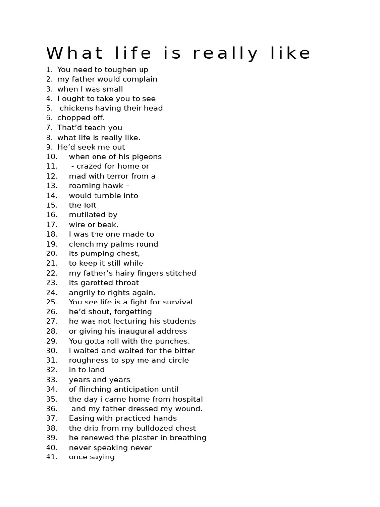 What Life Is Really Like: A Poetic Reflection | PDF | Poetry | General ...