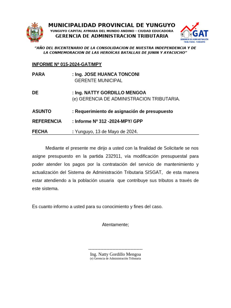 Informe 001-2024 | PDF