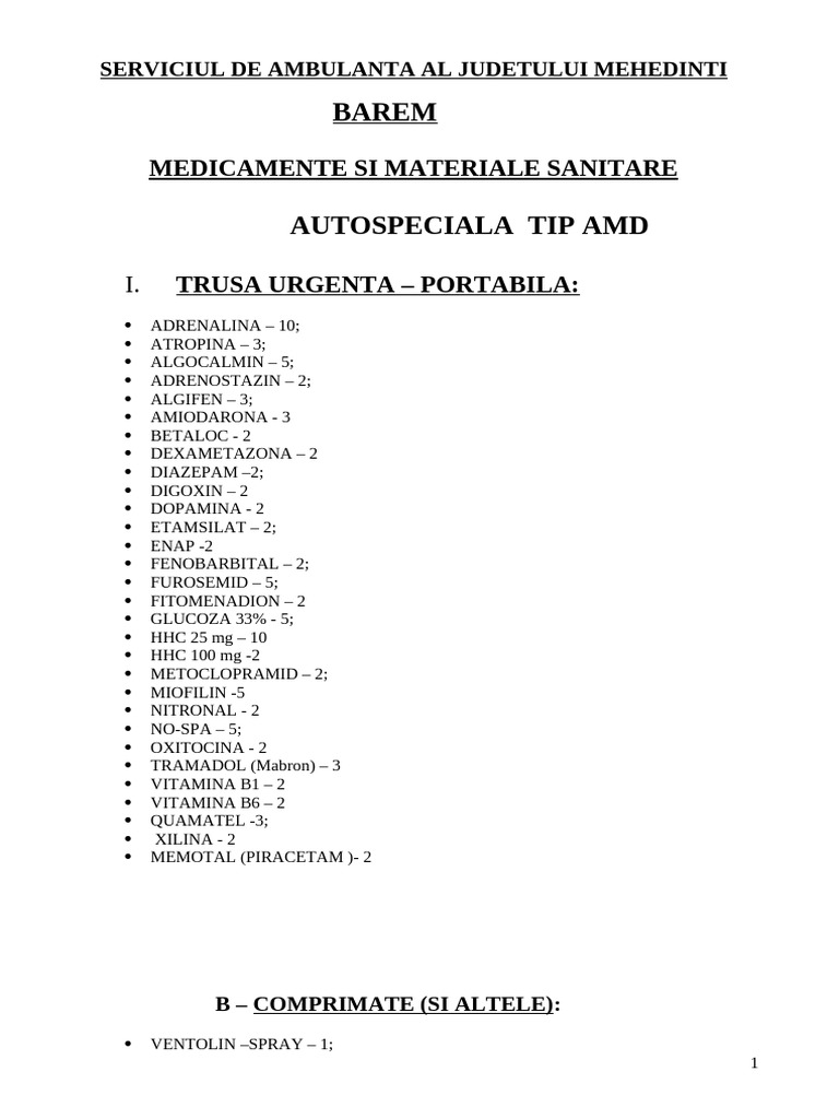 Barem Ambulante Tip AMD | PDF