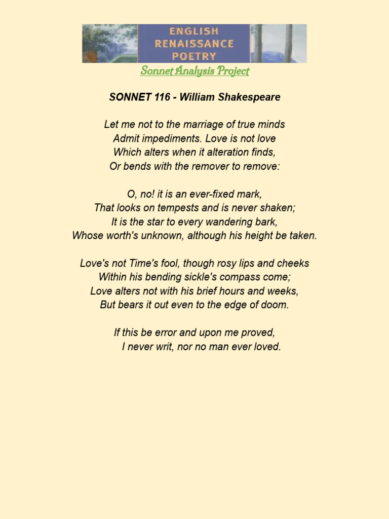 Shakespeare Sonnet 116 Insights | PDF