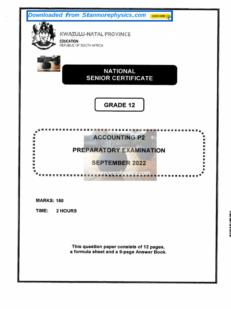 Accounting Grade 12 SEPT 2022 P2 and Memo | PDF