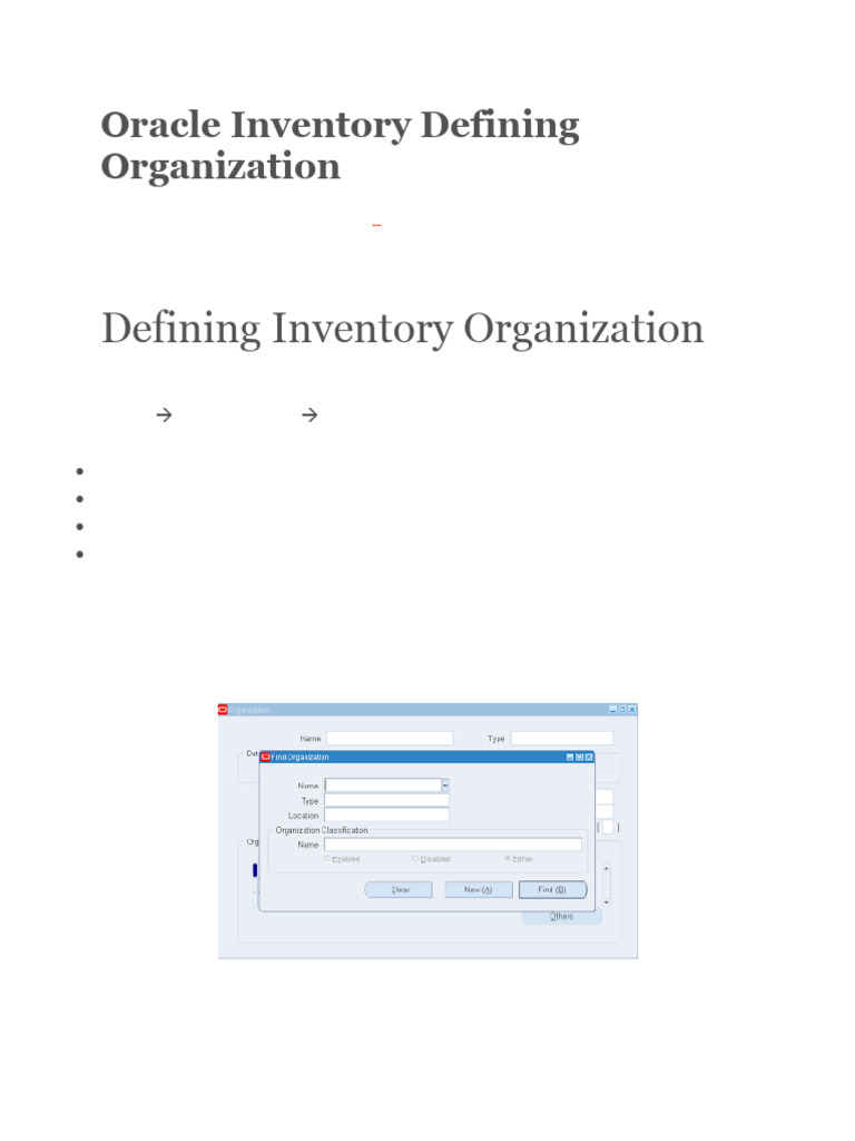 Defining Oracle Inventory Organization | PDF