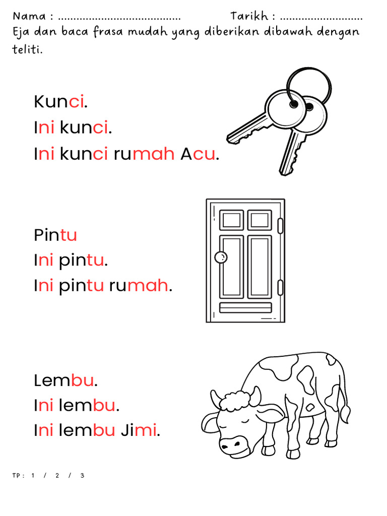 Eja Dan Baca Frasa Mudah Yang Diberikan Dibawah Dengan Teliti. | PDF | Seni & Disiplin Bahasa