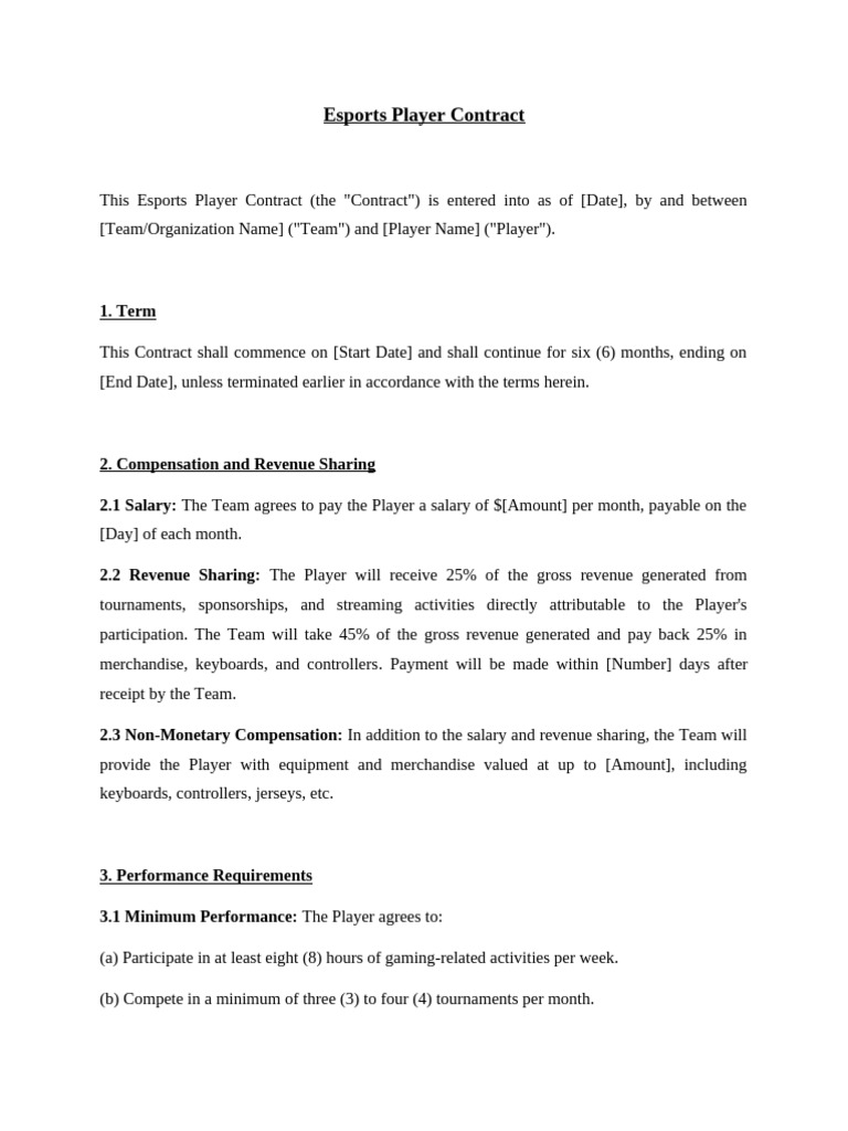 Esports Player Contract | PDF